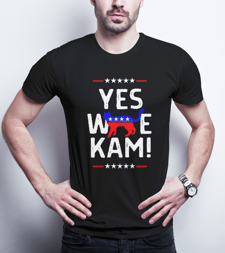 YES WE KAM CAT PRINT PATRIOTIC T-Shirt