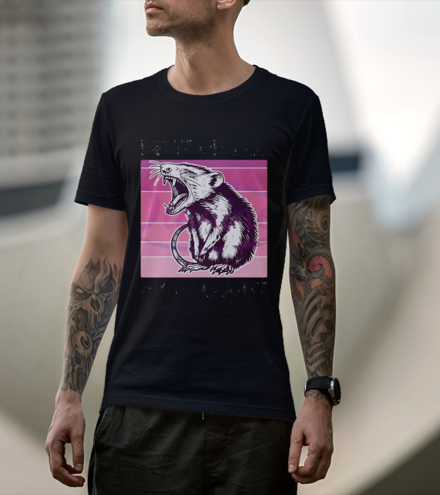 First Of All I’m A Delight Sarcastic Possum Yawning Sketch On Pink T-Shirt