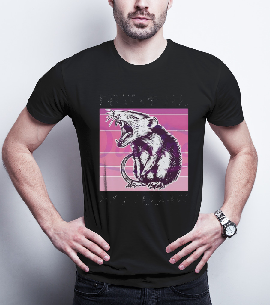 First Of All I’m A Delight Sarcastic Possum Yawning Sketch On Pink T-Shirt
