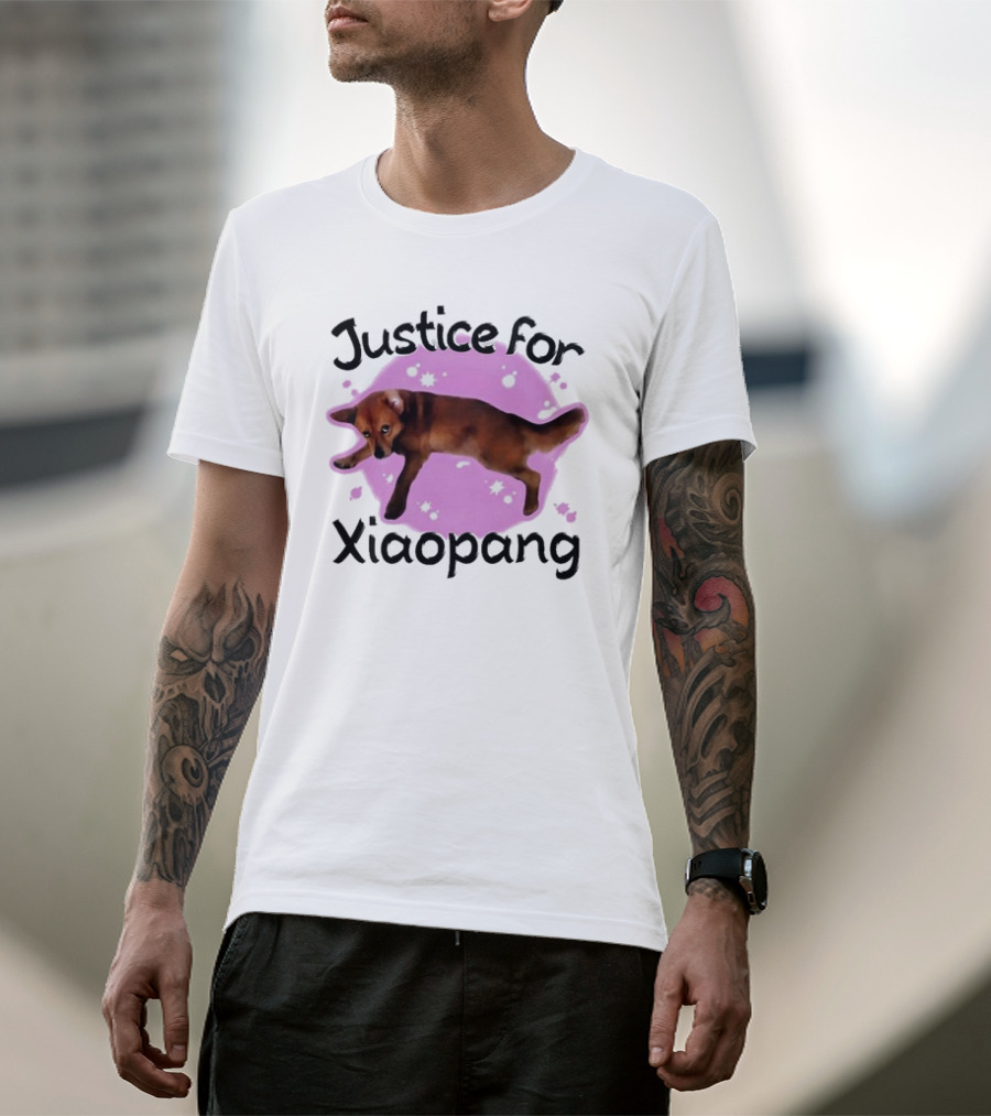 Justice For Xiaopang Cute Animal Pink Starry Circle T-Shirt