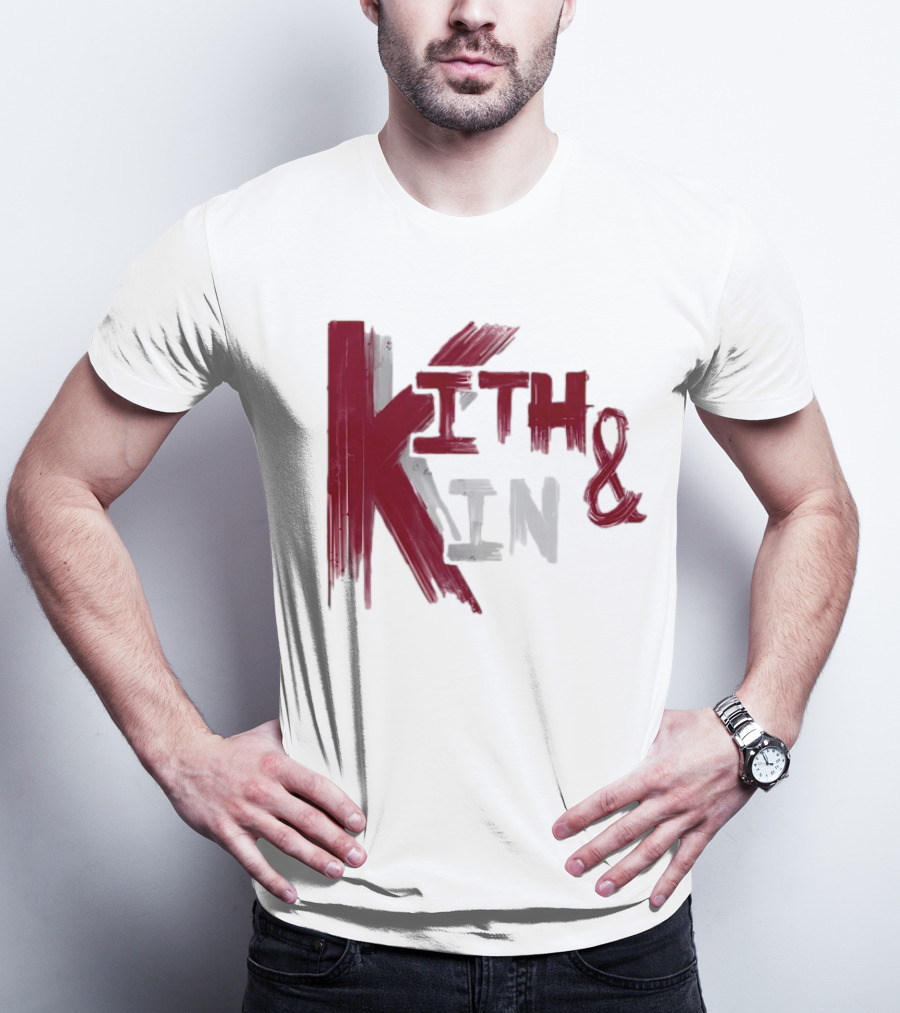 Kith And Kin Bold Red And Gray Text T-Shirt