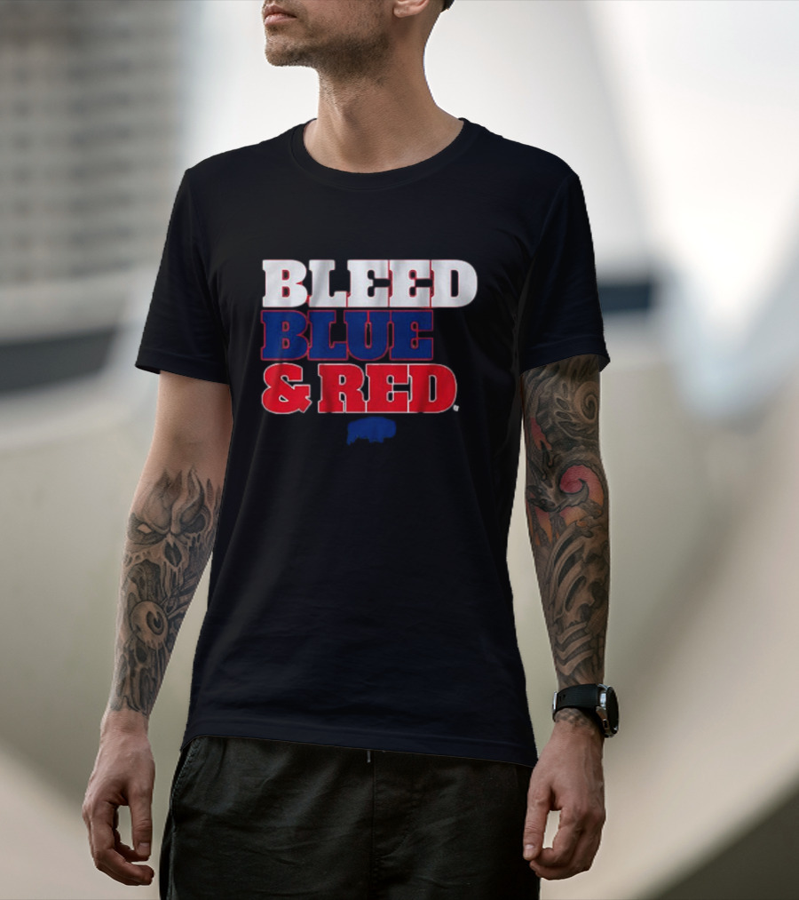 Buffalo Football Bleed Blue And Red Team Spirit T-Shirt