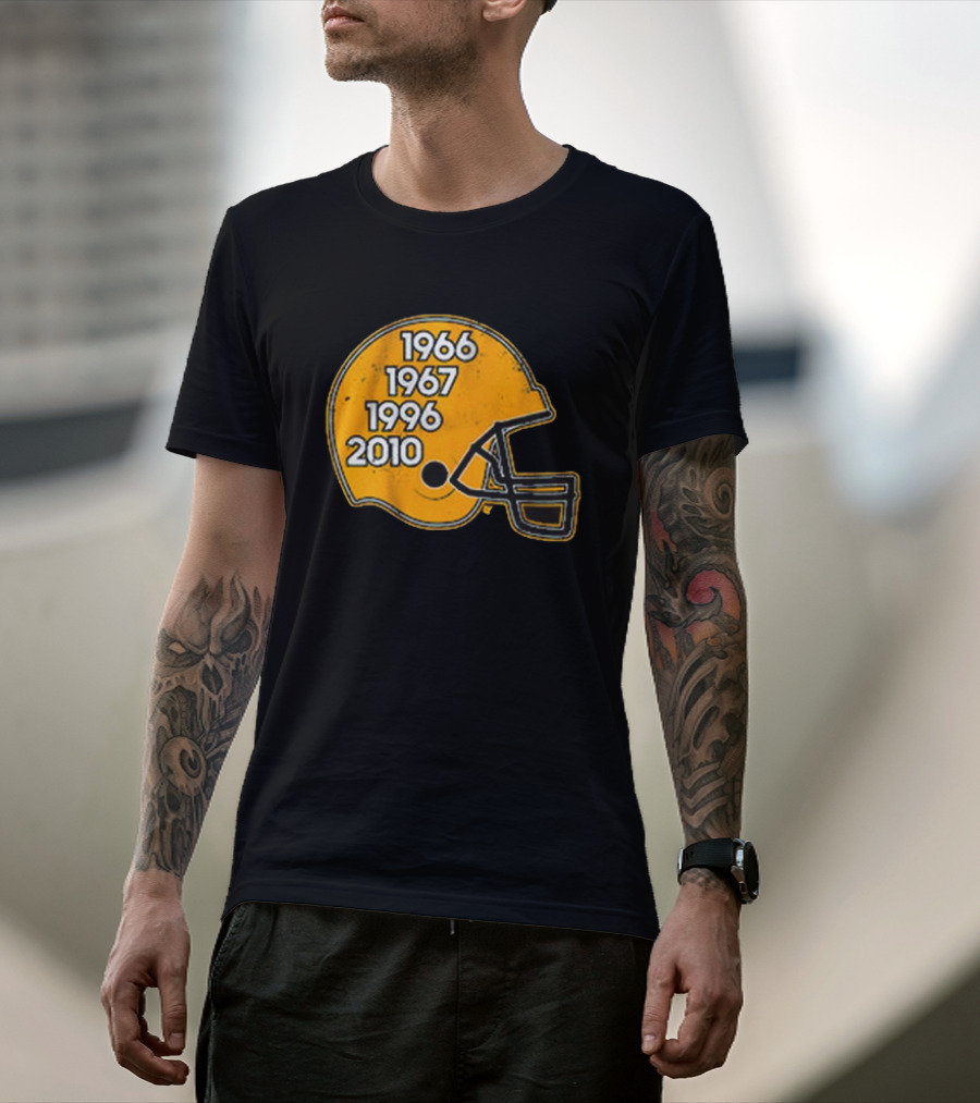 Green Bay Glory Years Helmet 1966 1967 1996 2010 Football T-Shirt