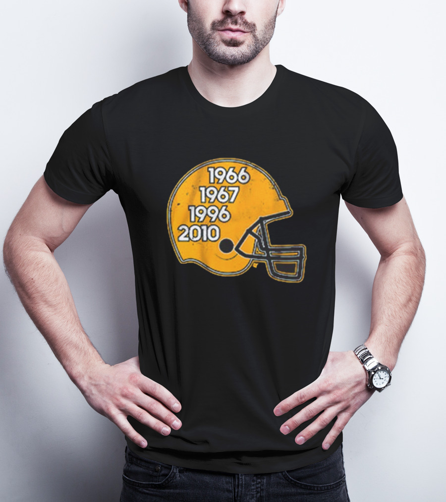 Green Bay Glory Years Helmet 1966 1967 1996 2010 Football T-Shirt