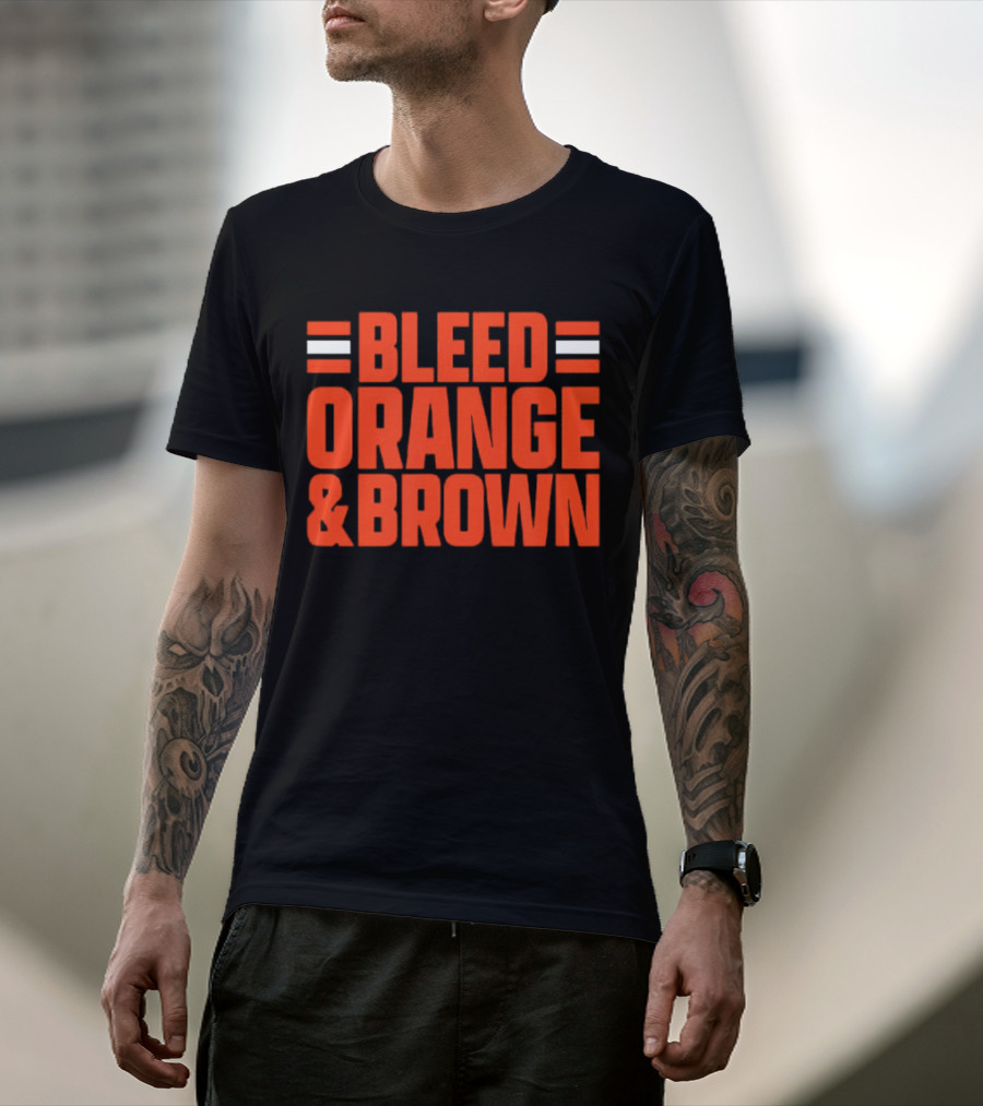 Bleed Orange And Brown Cleveland Browns T-Shirt