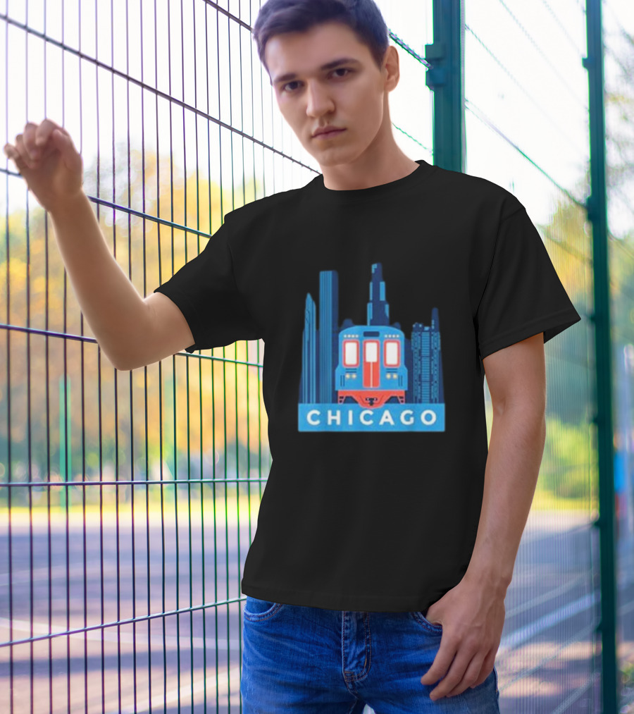 Chicago Skyline El Train T-Shirt