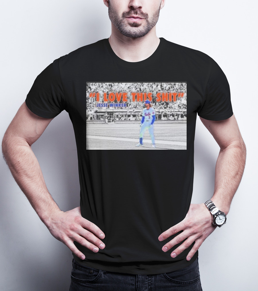 Jesse Winker New York Mets I Love This Shit Stadium Background T-Shirt