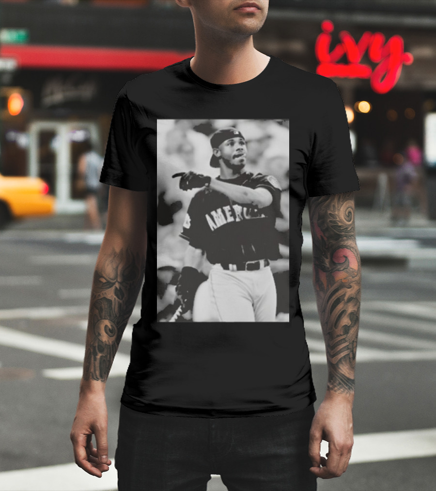 Mina Kimes Wearing Ken Griffey Jr. Baseball America Jersey T-Shirt