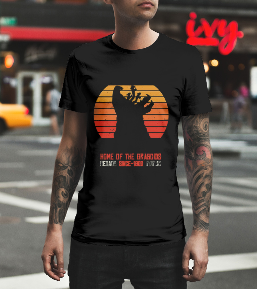 Perfection Nevada Home Of The Graboids Since 1902 Pop 14 Vintage Sunset T-Shirt