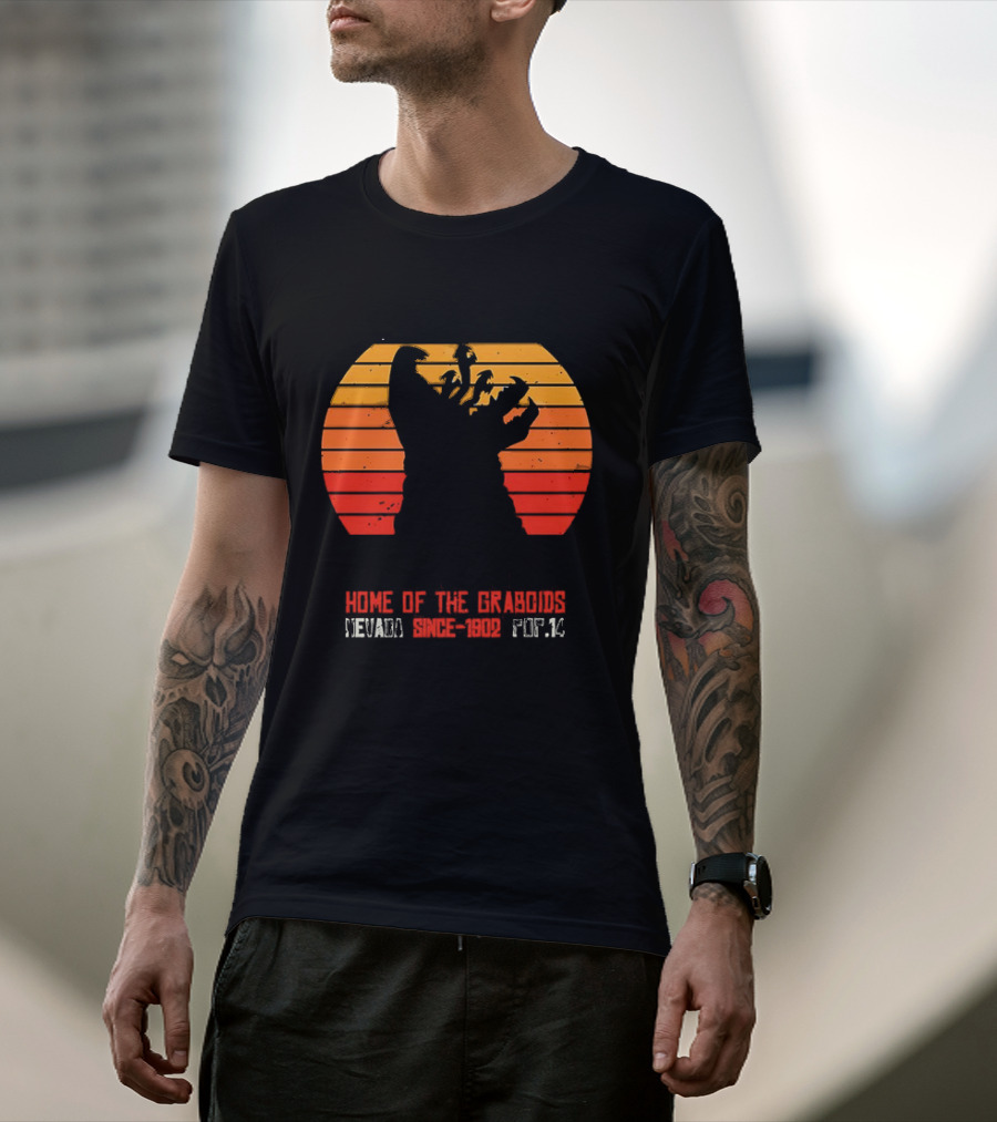 Perfection Nevada Home Of The Graboids Since 1902 Pop 14 Vintage Sunset T-Shirt
