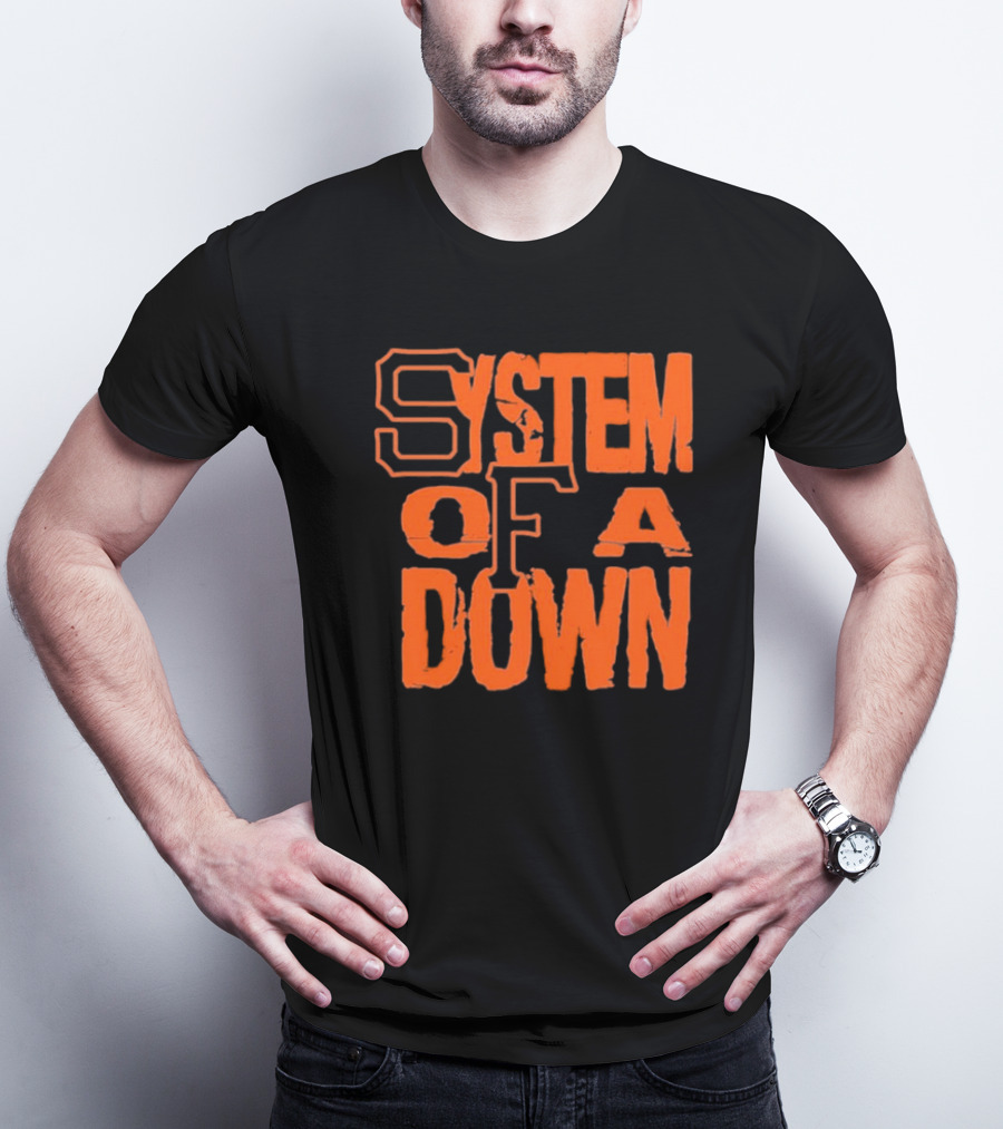 System Of A Down SF Giants Style Stacked Text T-Shirt