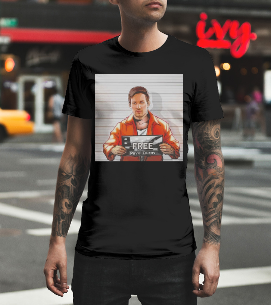 Free Pavel Durov Mugshot Cartoon T-Shirt