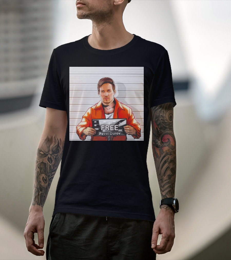 Free Pavel Durov Mugshot Cartoon T-Shirt