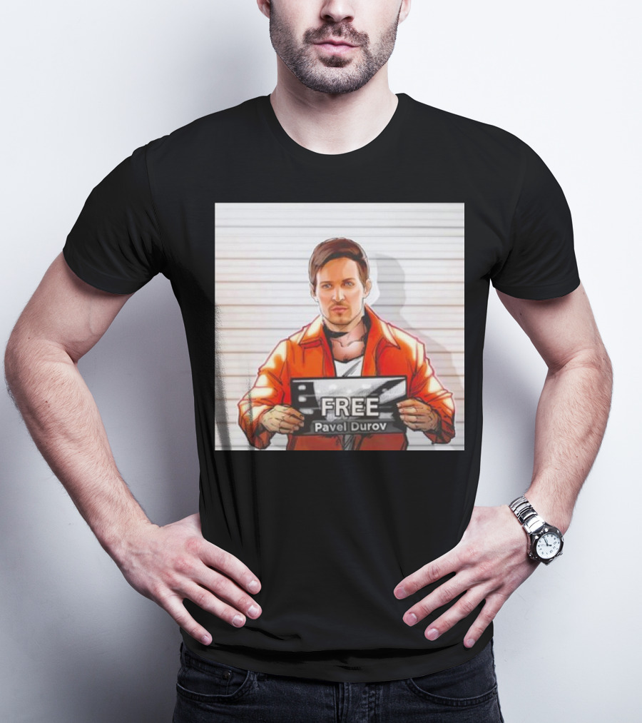 Free Pavel Durov Mugshot Cartoon T-Shirt
