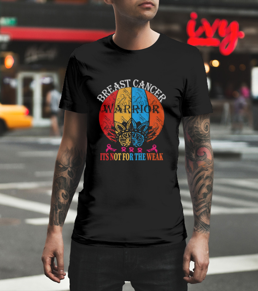 Breast Cancer Warrior Not For The Weak Ribbon Mandala T-Shirt
