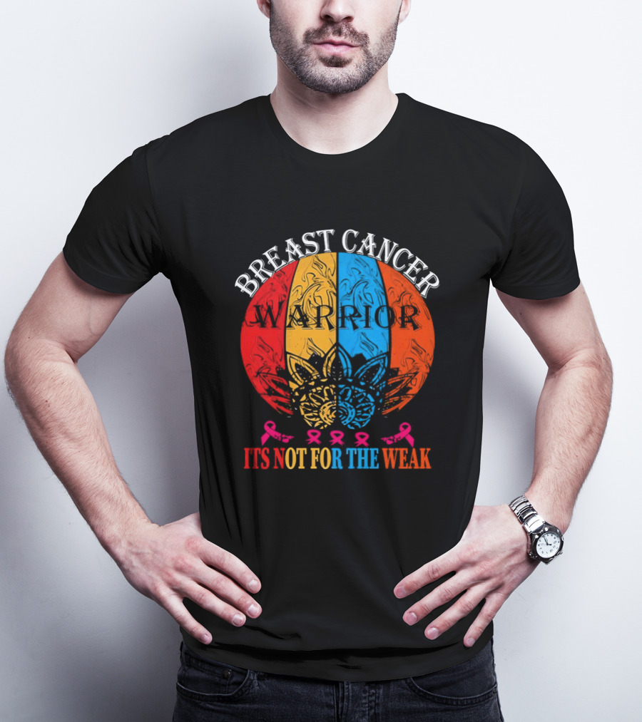 Breast Cancer Warrior Not For The Weak Ribbon Mandala T-Shirt