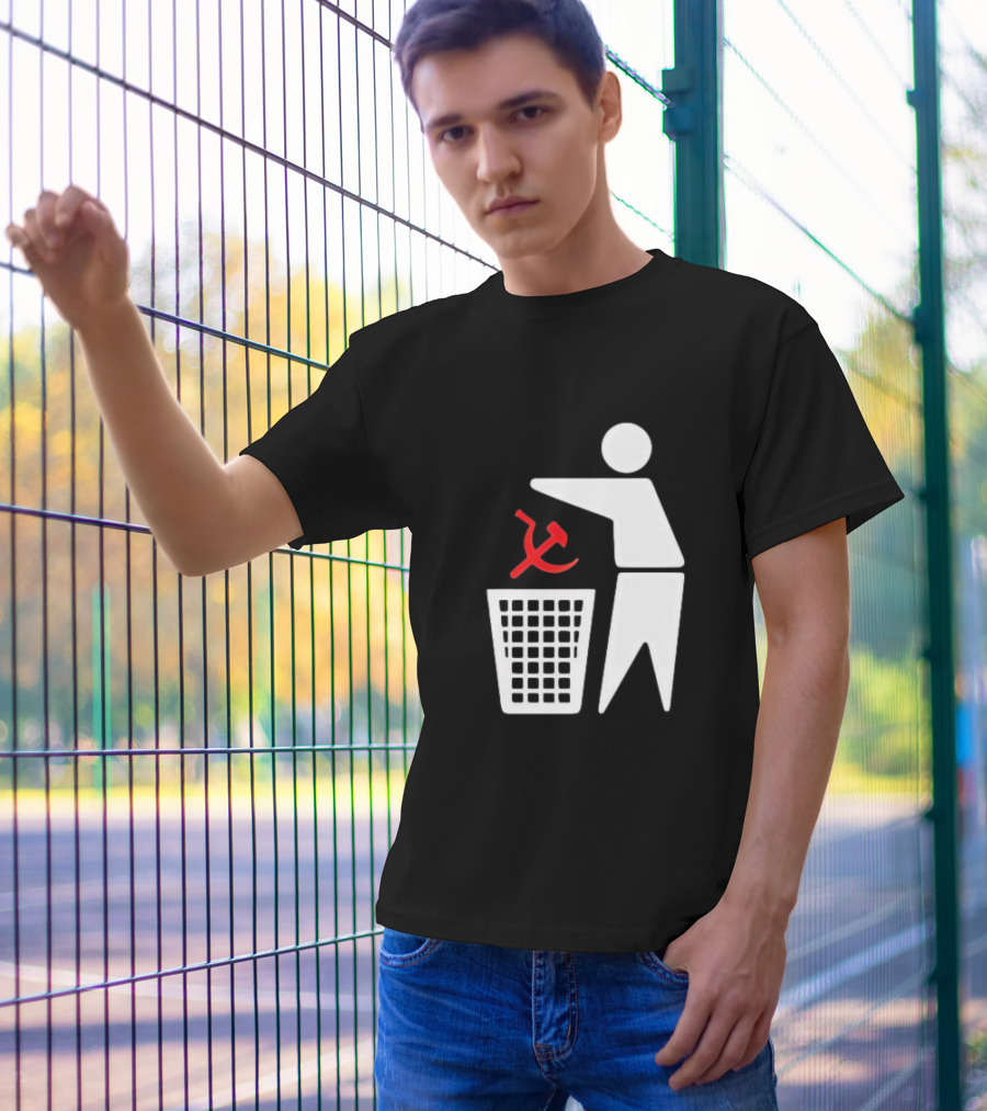 Communism Trash Can Hammer Sickle Disposal T-Shirt