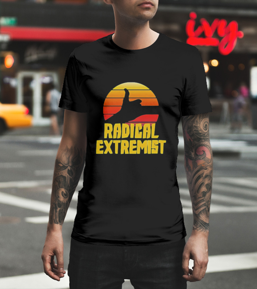 Radical Extremist Vintage Sunset Shaka Hand Gesture T-Shirt