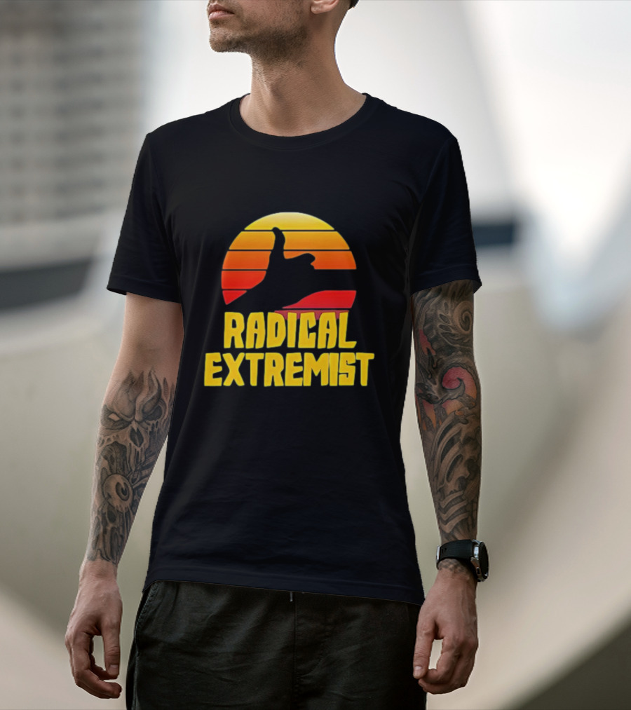 Radical Extremist Vintage Sunset Shaka Hand Gesture T-Shirt