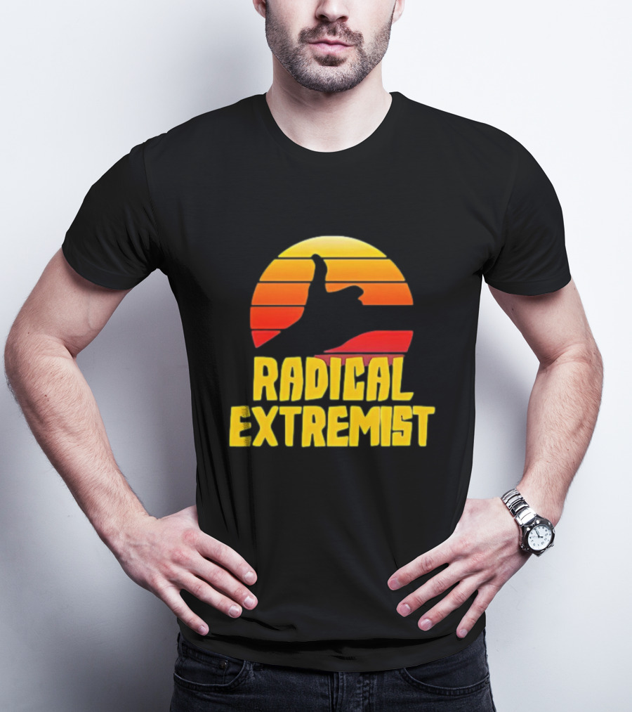 Radical Extremist Vintage Sunset Shaka Hand Gesture T-Shirt