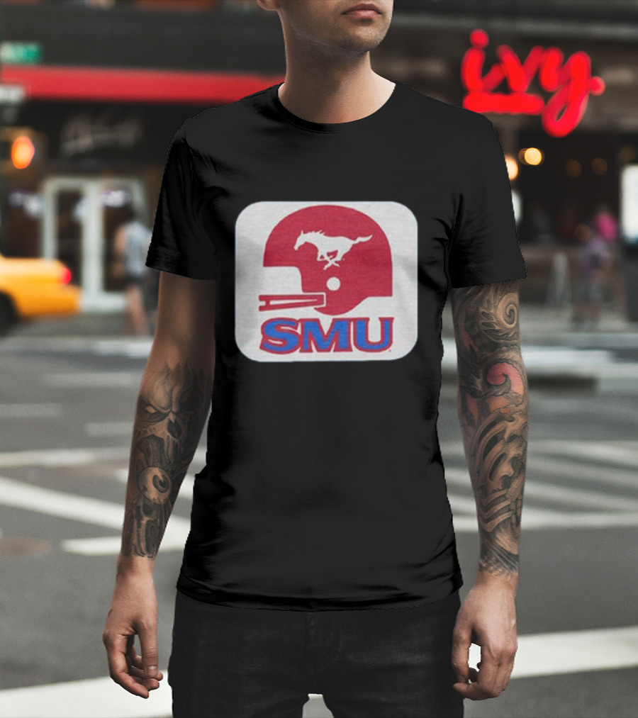 SMU Mustangs Football Red Helmet T-Shirt