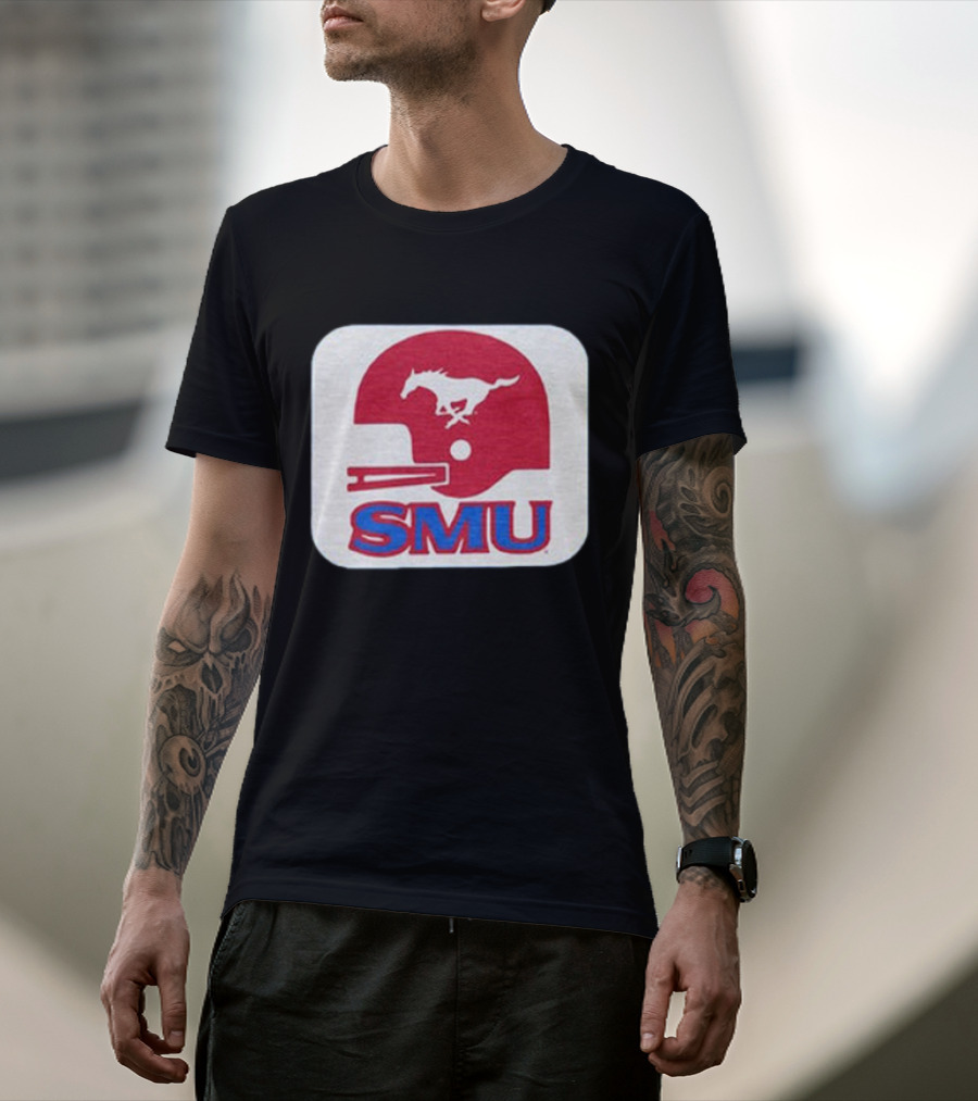 SMU Mustangs Football Red Helmet T-Shirt
