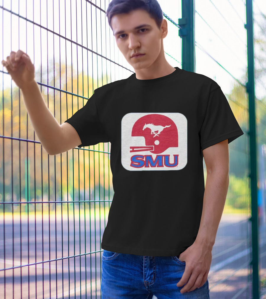 SMU Mustangs Football Red Helmet T-Shirt