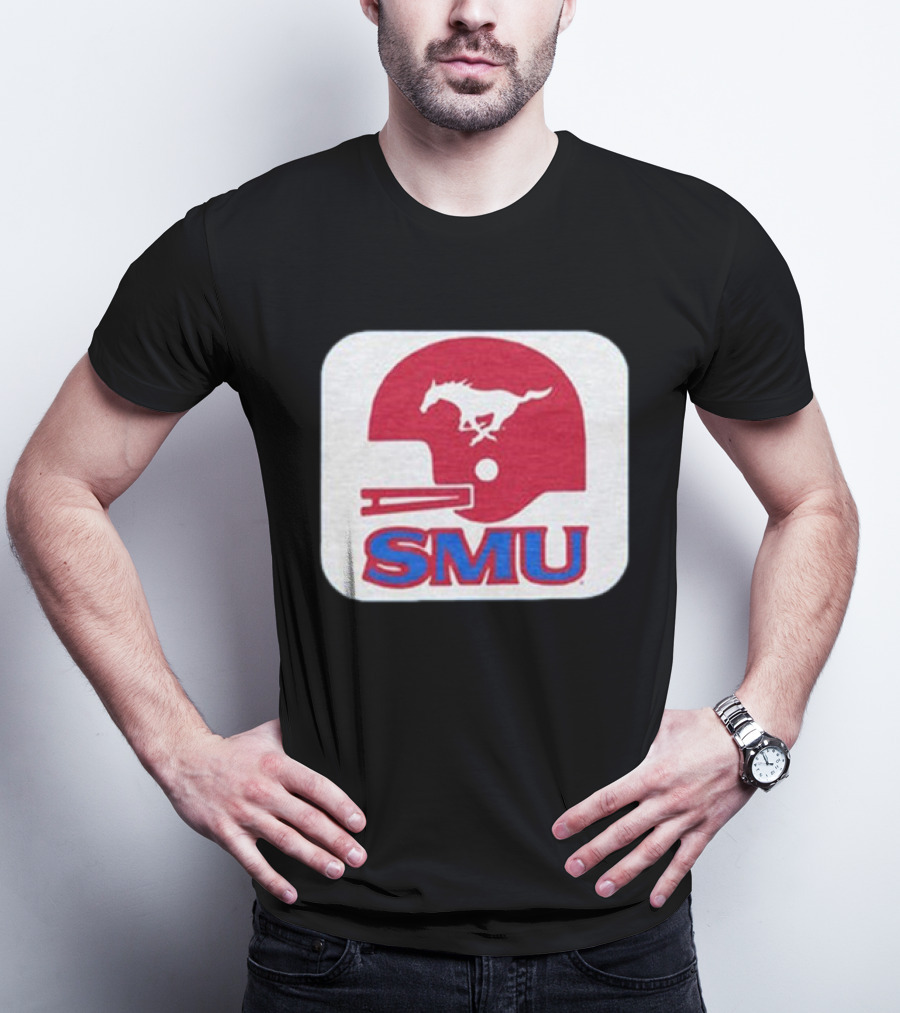 SMU Mustangs Football Red Helmet T-Shirt