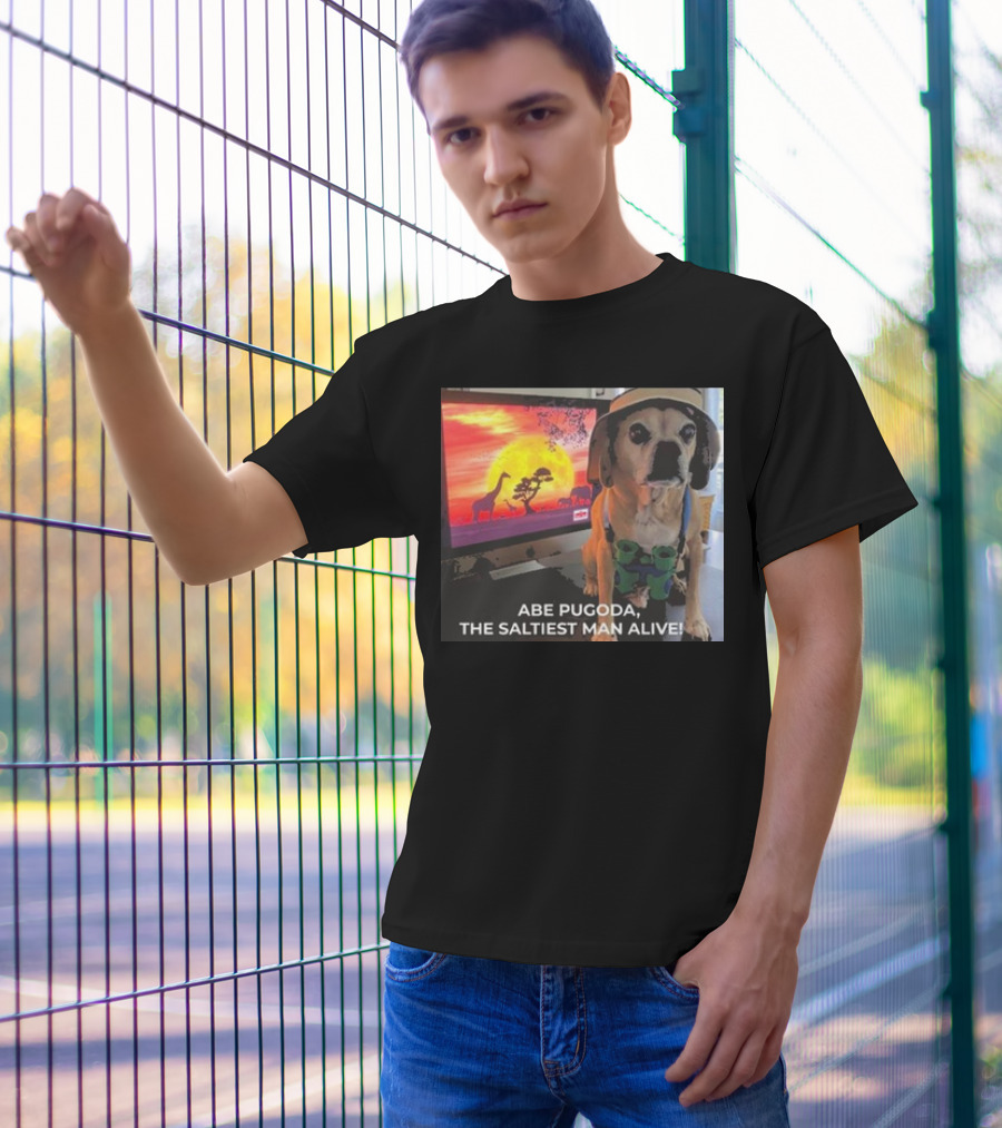Abe Pugoda The Saltiest Man Alive Funny Pug Safari Adventure T-Shirt
