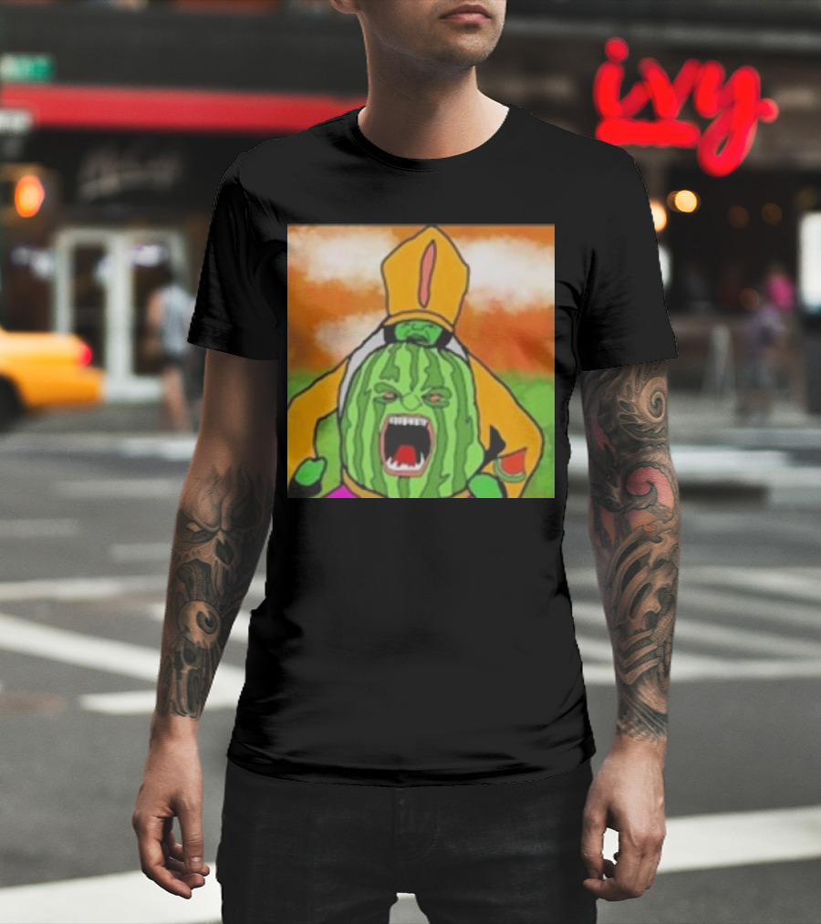 Angry Watermelon Priest In Colorful Robes T-Shirt