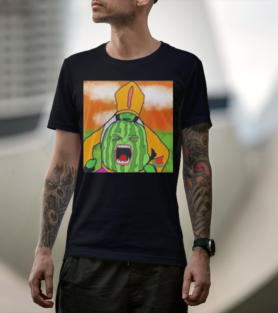 Angry Watermelon Priest In Colorful Robes T-Shirt