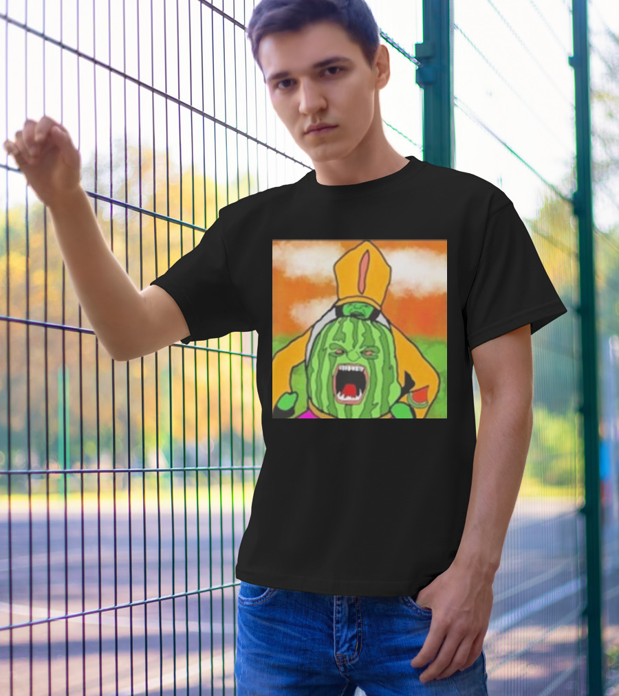 Angry Watermelon Priest In Colorful Robes T-Shirt