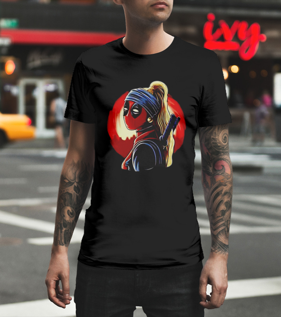 Ladypool Meets Vermeer’s Girl With A Pearl Earring Fusion T-Shirt