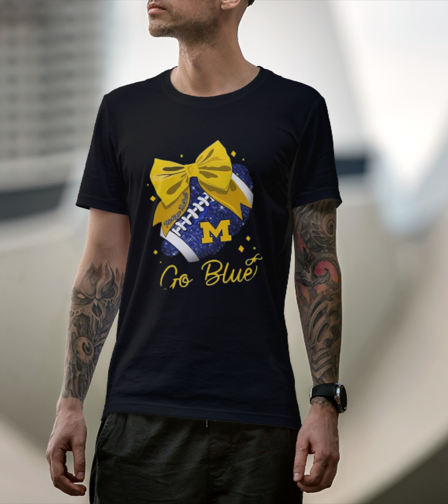 Michigan Wolverines Football Go Blue Bow Girl Michigan Proud T-Shirt