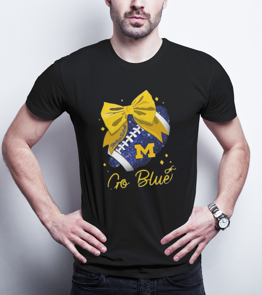 Michigan Wolverines Football Go Blue Bow Girl Michigan Proud T-Shirt