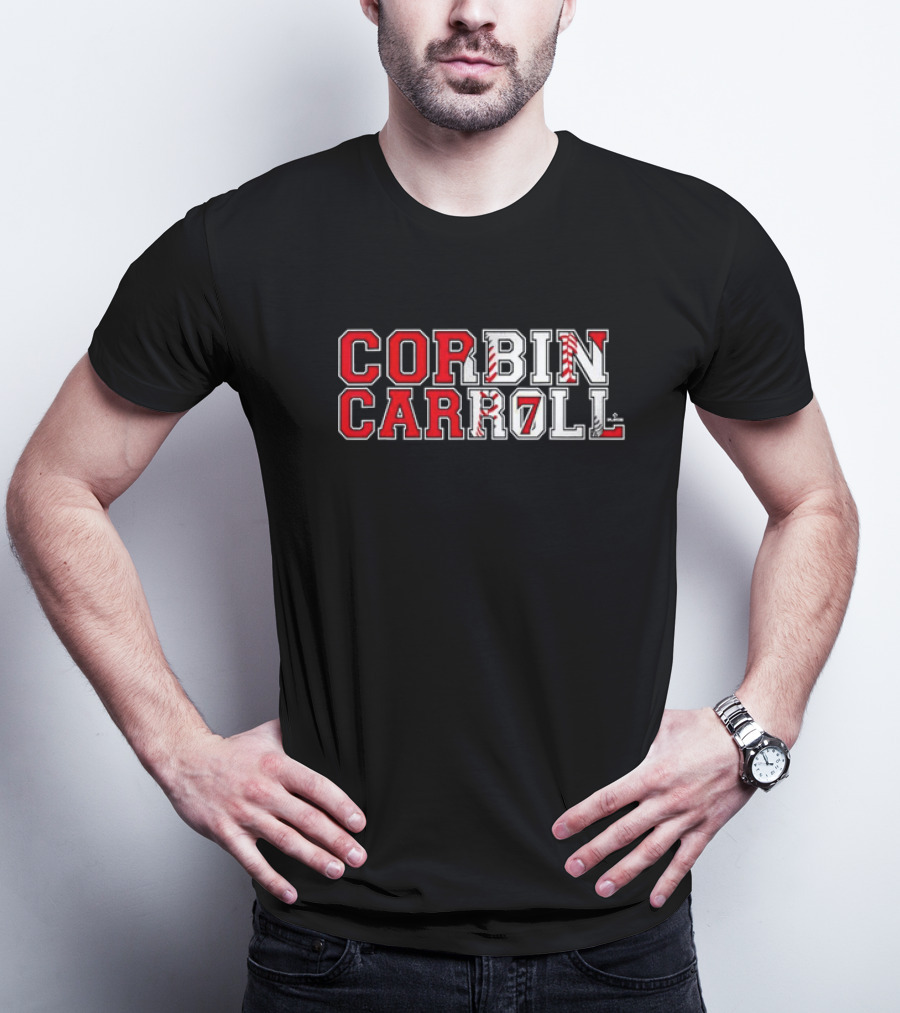 Corbin Carroll Arizona Baseball Player Name Block Letter T-Shirt