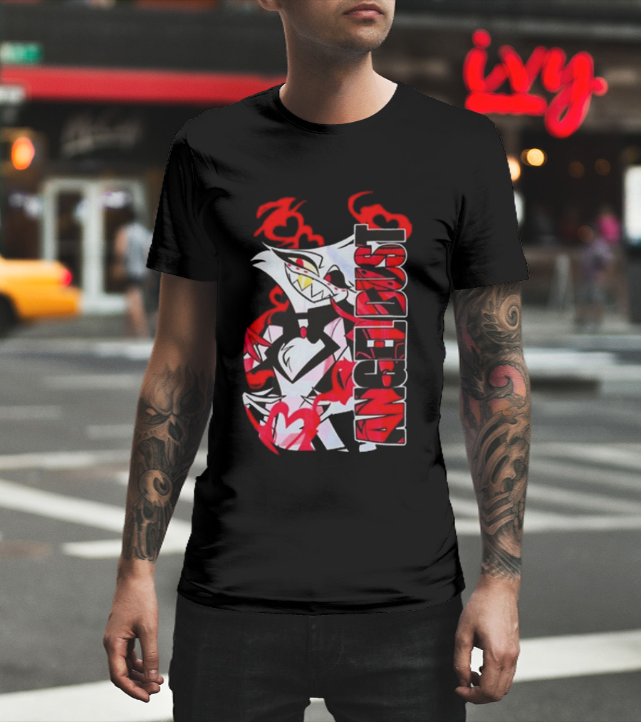Hazbin Hotel Angel Dust Character With Red Flames T-Shirt