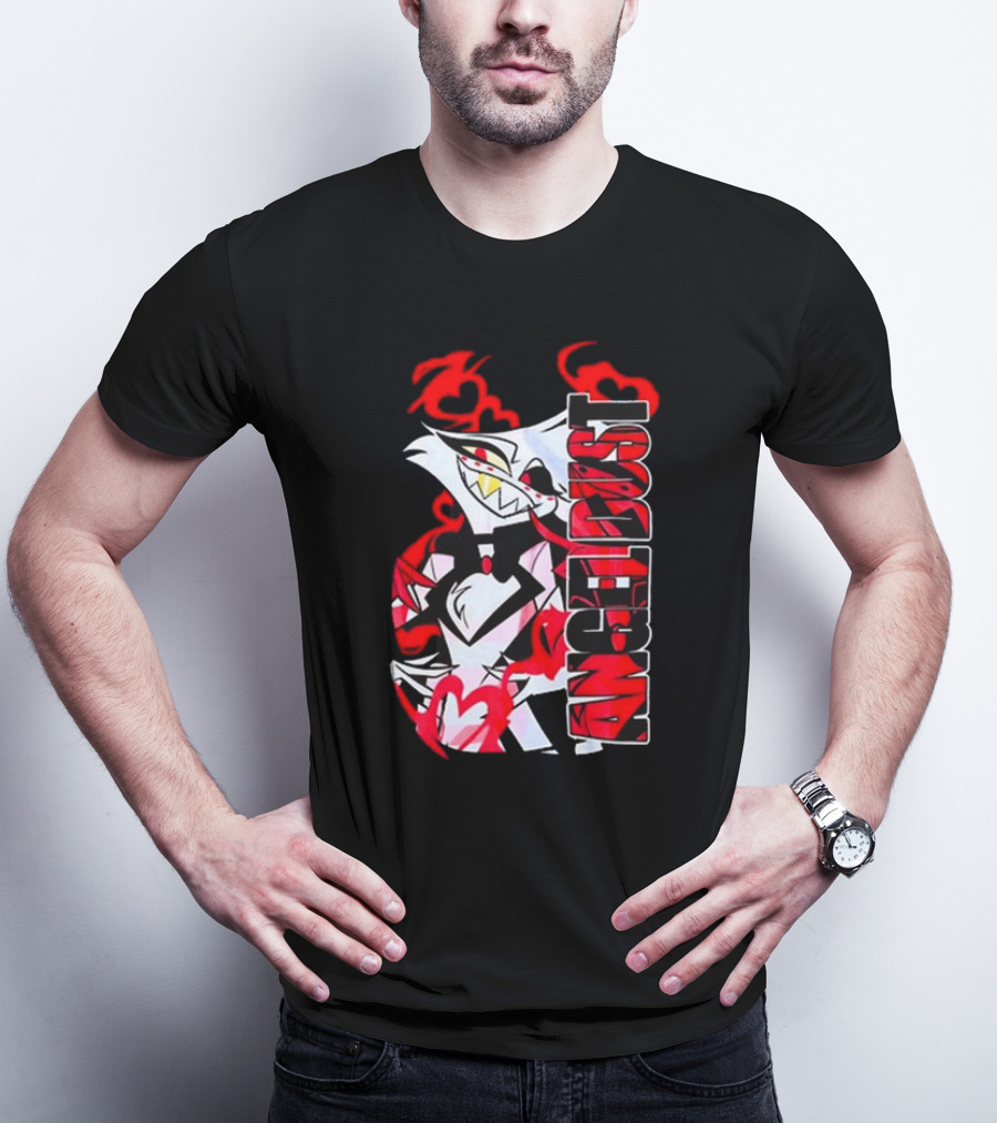 Hazbin Hotel Angel Dust Character With Red Flames T-Shirt