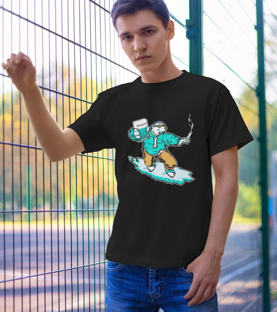 Newport Cigarettes Icee Bear Smoking Hockey T-Shirt