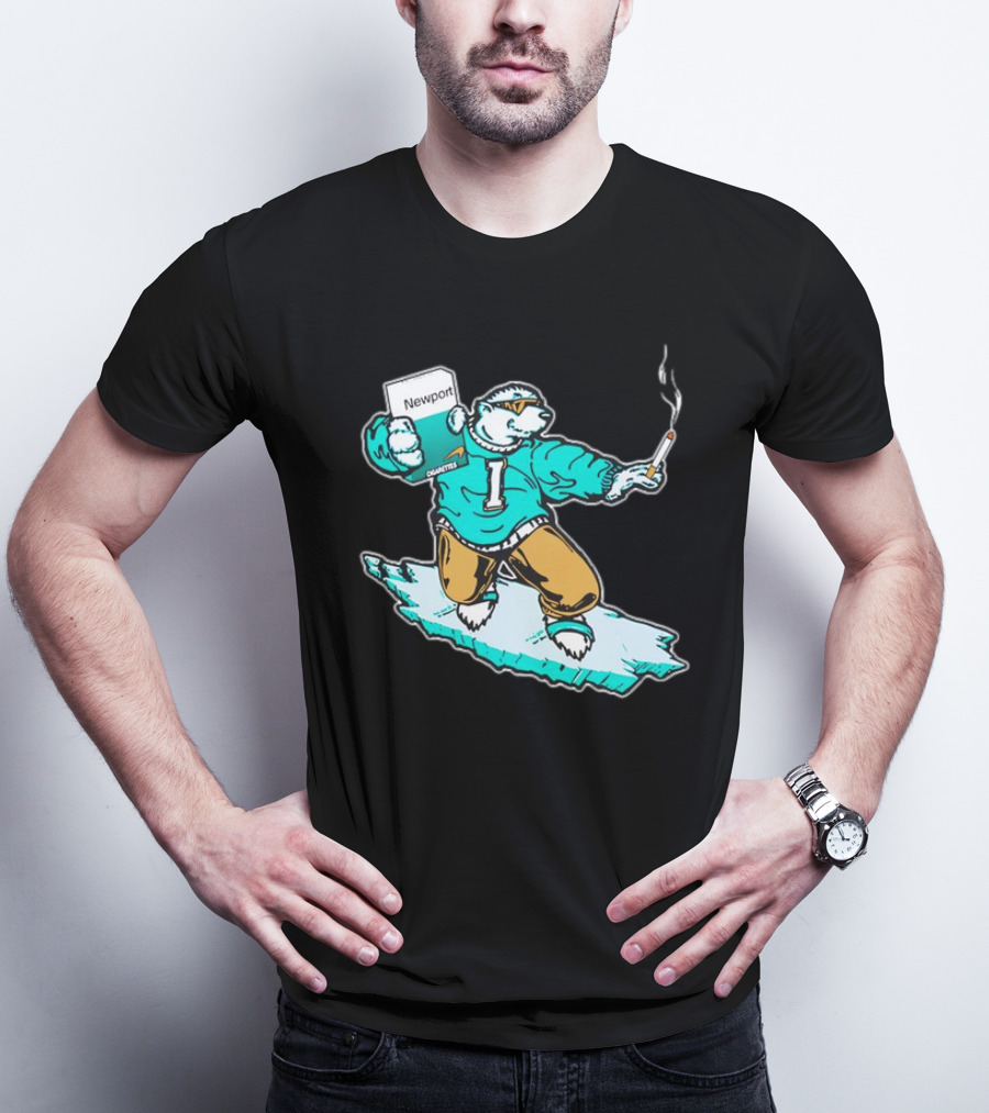 Newport Cigarettes Icee Bear Smoking Hockey T-Shirt