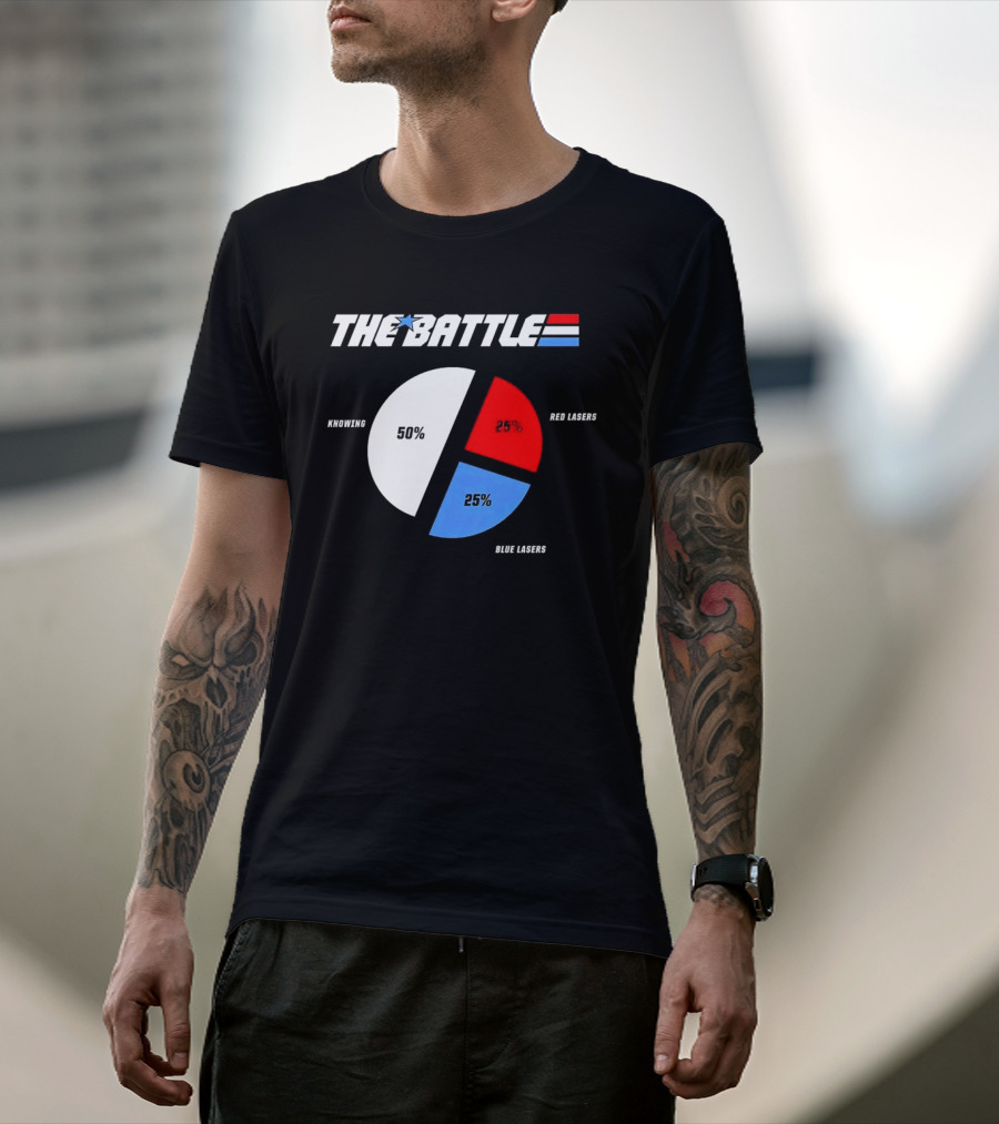 GI Joe Knowing Is Half The Battle Pie Chart Red Lasers Blue Lasers T-Shirt
