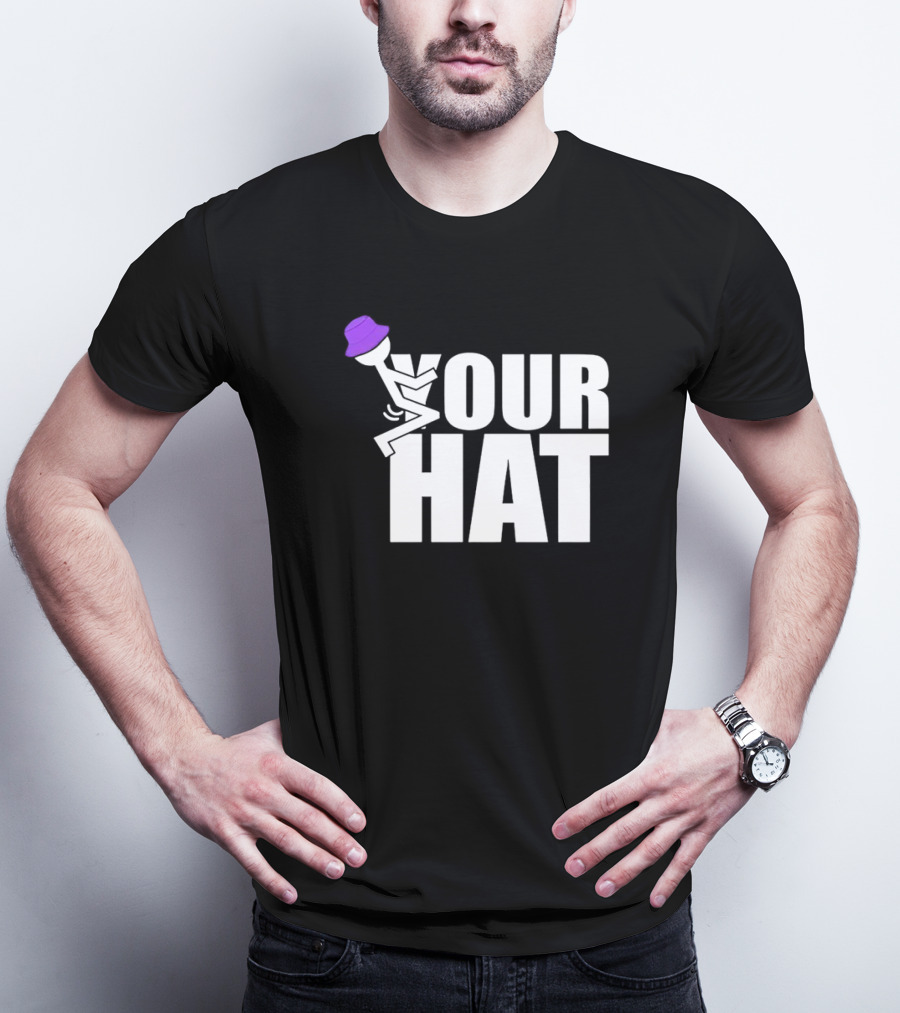 YOUR HAT Purple Bucket Stick Figure Cozy Vibe T-Shirt