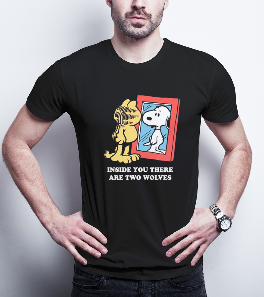 Garfield Inside You There Are Two Wolves Snoopy Reflection T-Shirt