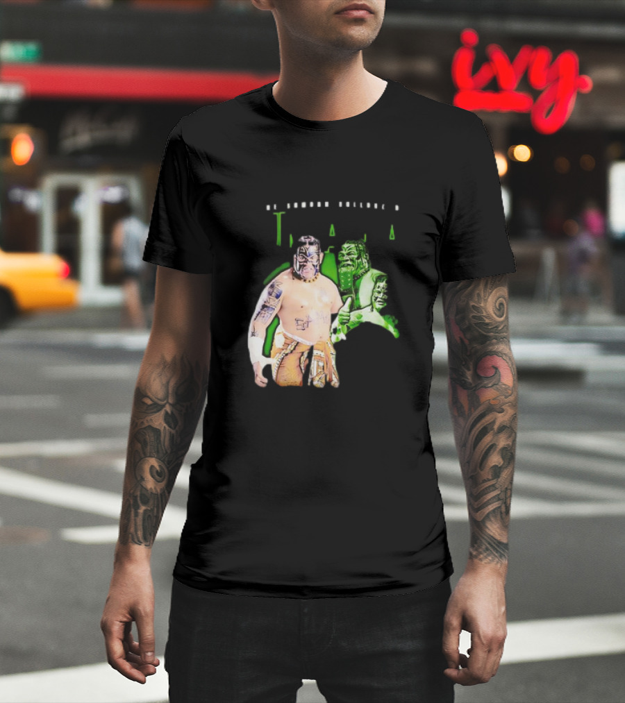 The Samoan Bulldozer Umaga Wrestler Graphic With Green Highlights T-Shirt
