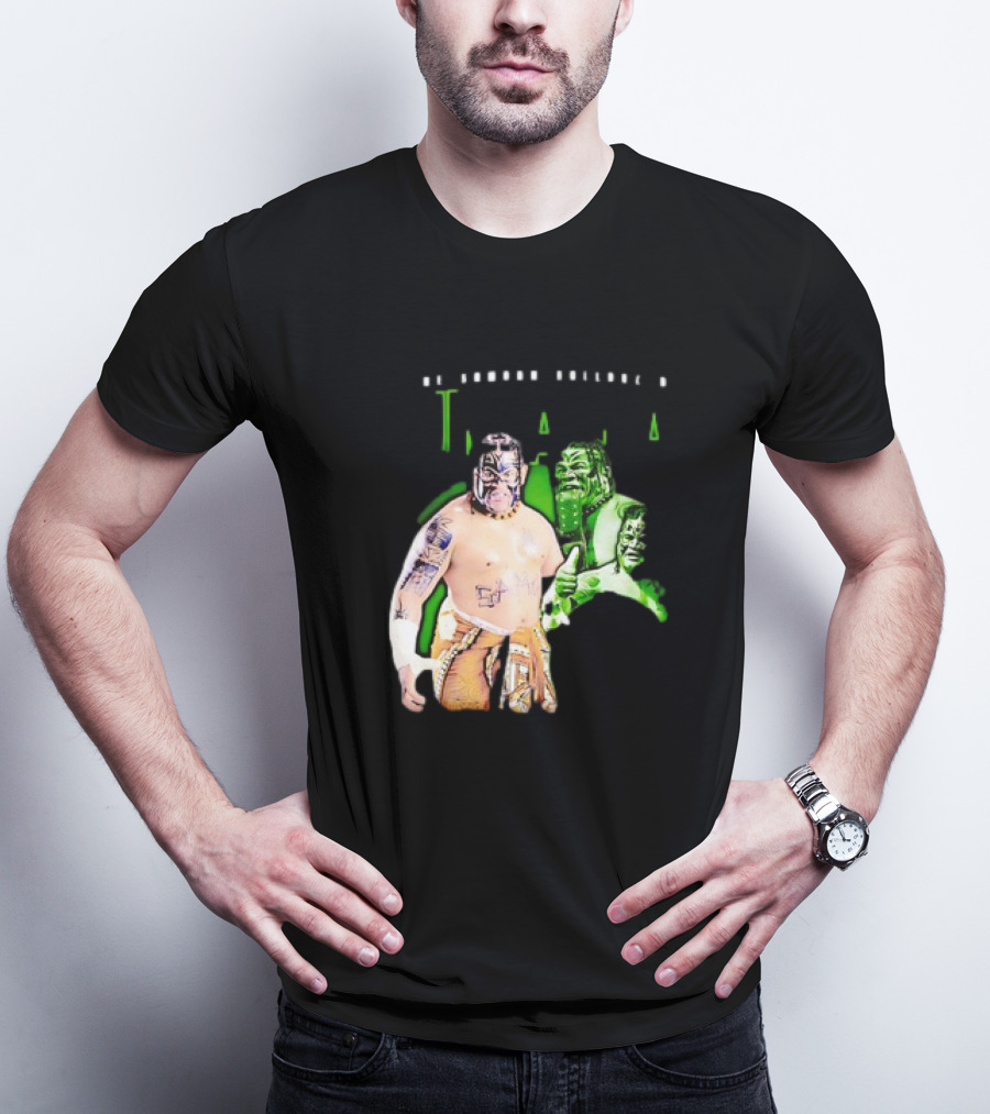 The Samoan Bulldozer Umaga Wrestler Graphic With Green Highlights T-Shirt
