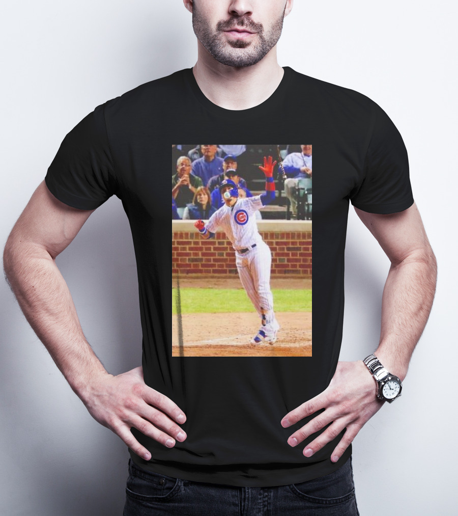 Javy Baez Chicago Cubs Blows A Bubble Hitting Second Home Run Baseball Action T-Shirt