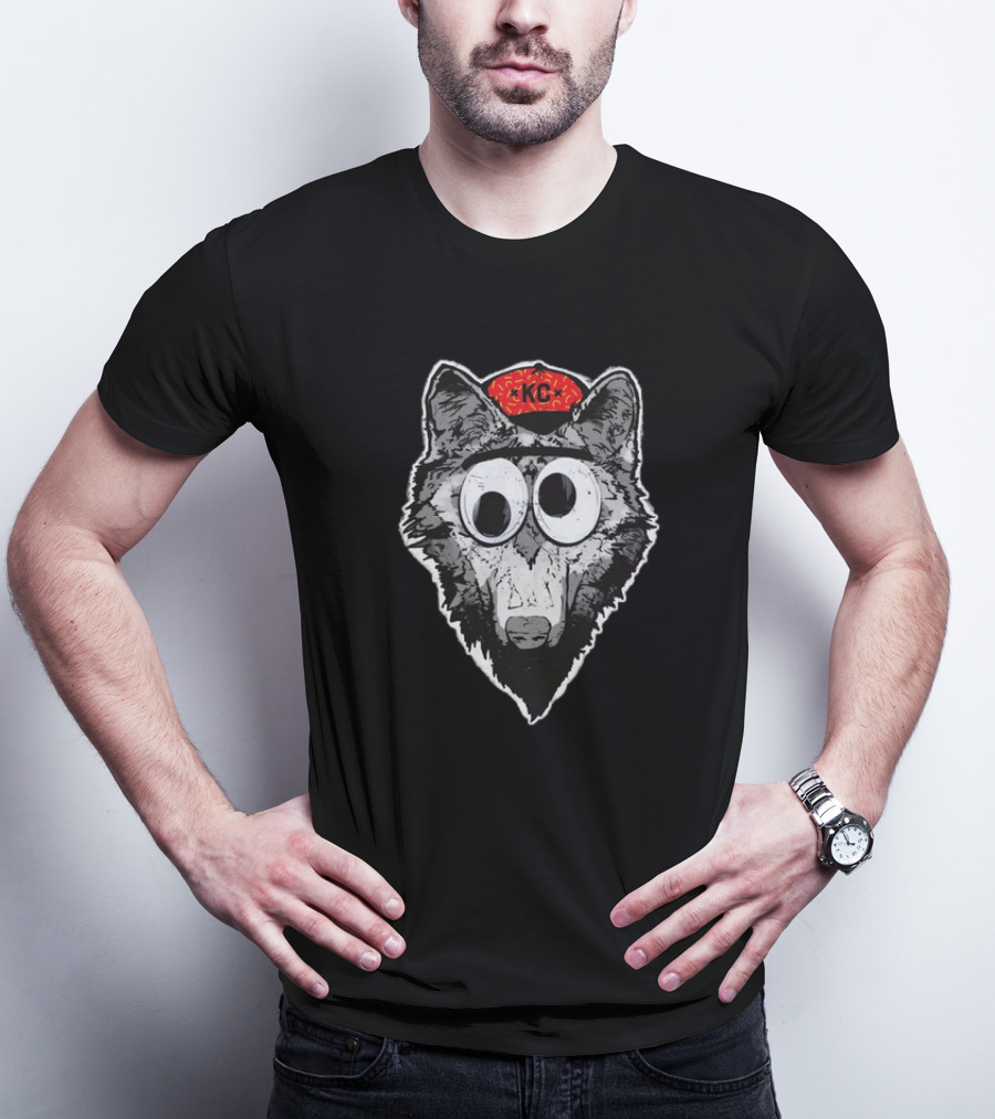 KC Wolf Pack Googly Eyes Icon With Red Cap T-Shirt