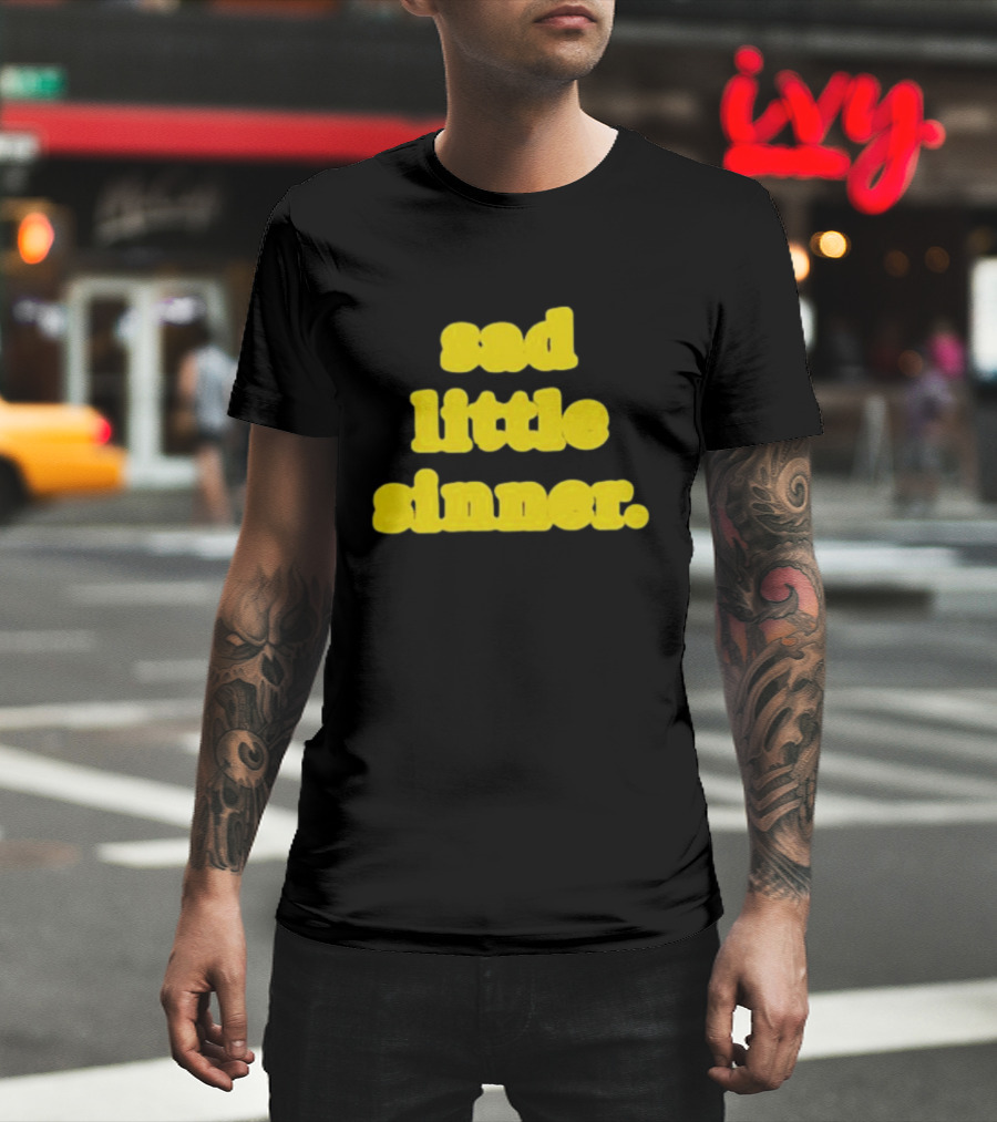 Sad Little Sinner Text Yellow Bold Font T-Shirt