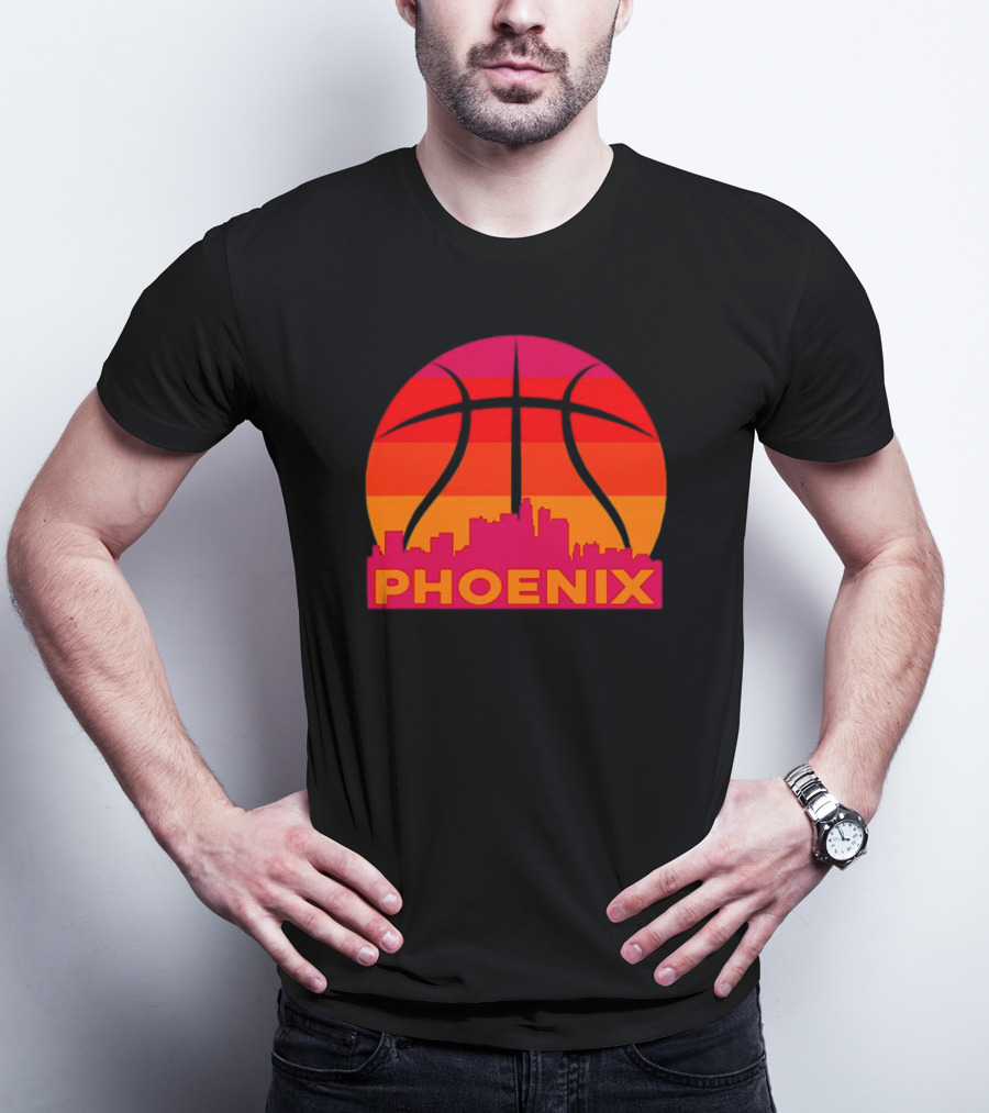 Phoenix City Skyline Basketball Sunset T-Shirt