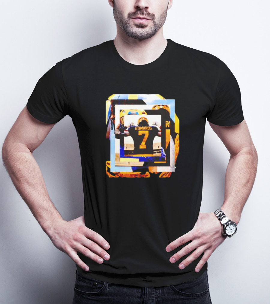 Michigan Wolverines Donovan Edwards Number 7 Football Collage T-Shirt